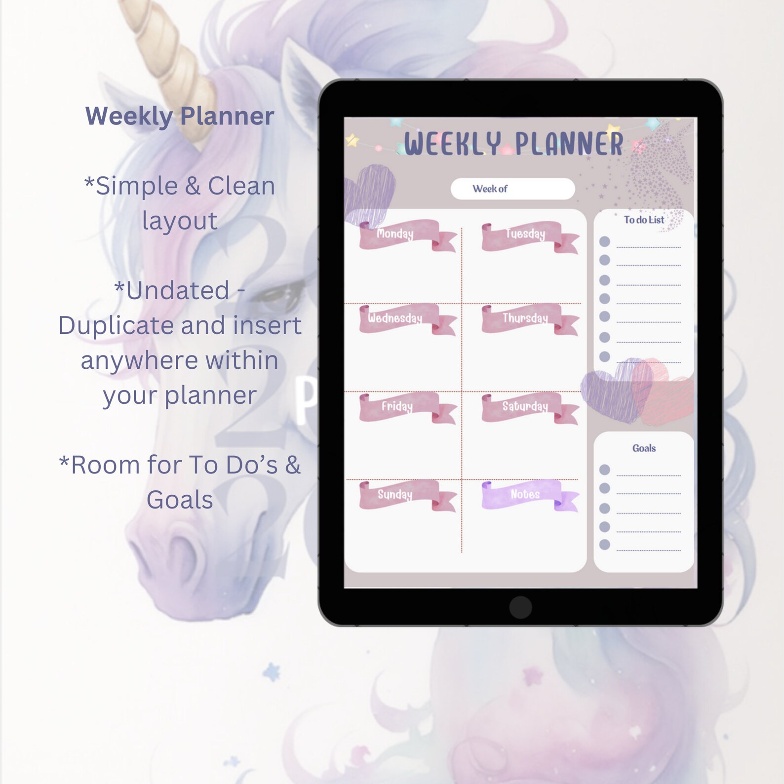 Printable Digital Planner for Girls 2024, Simple Digital Planner for ...