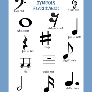 17 Music Notes & Symbols Flashcards, Basic Music Flash Cards ...
