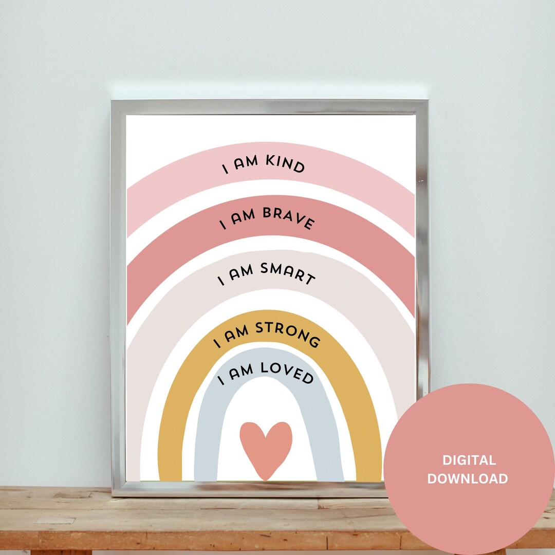Kids Positive Affirmations Wall Art, Daily Affirmation Poster, Positive ...