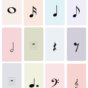 17 Music Notes & Symbols Flashcards, Basic Music Flash Cards ...