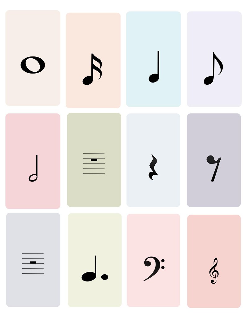 17 Music Notes & Symbols Flashcards, Basic Music Flash Cards ...