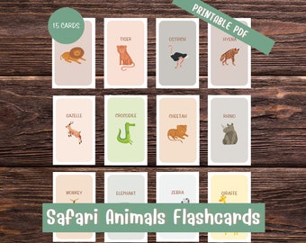 50 Zoo Animals Flashcards, Safari Flash Cards, Animal, Montessori ...