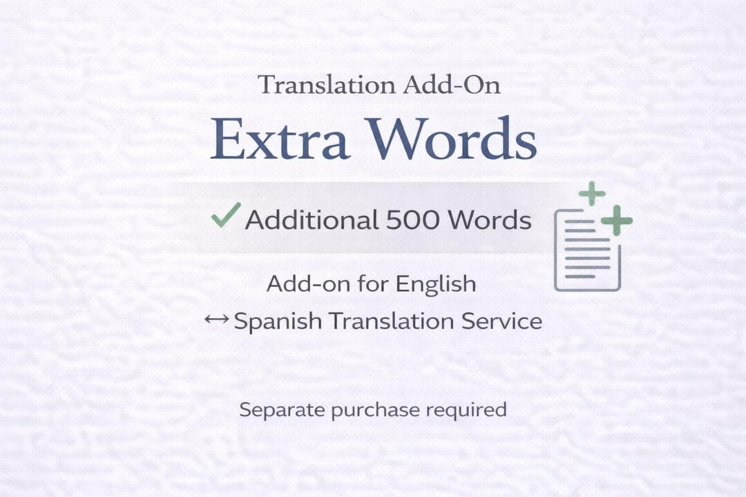 Translation Add-on | Additional 500 Words | English ↔ Spanish - Etsy
