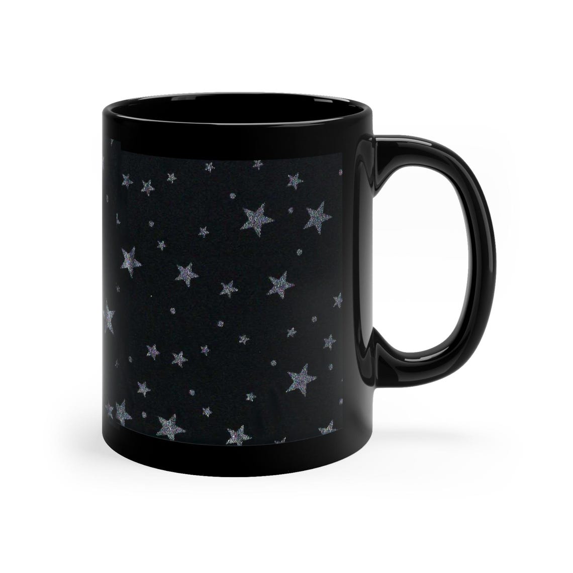 Metallic Silver Stars Black 11oz Coffee/tea Mug, Astronomy Galaxy Gift ...