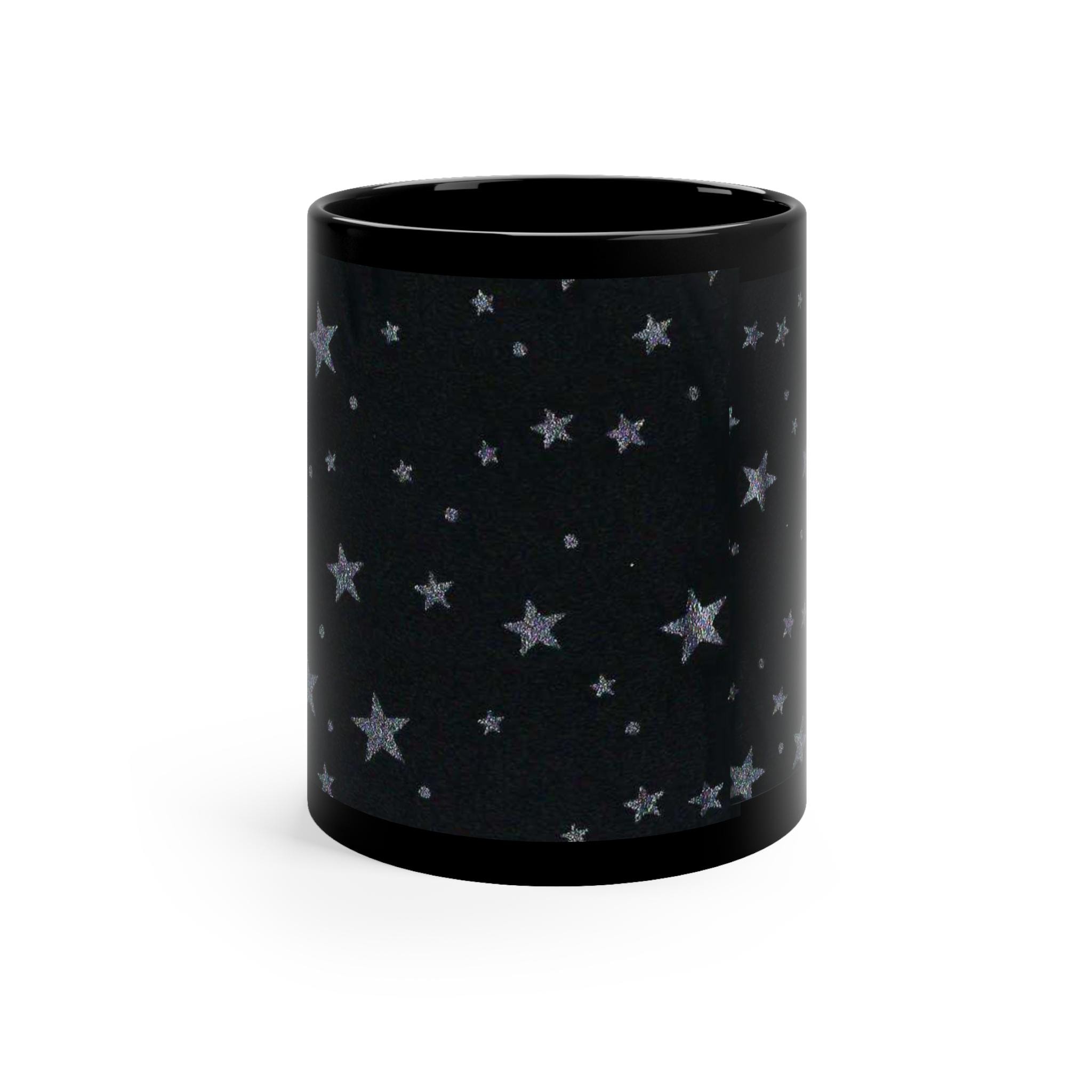 Metallic Silver Stars Black 11oz Coffee/tea Mug, Astronomy Galaxy Gift ...