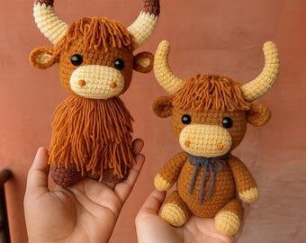 Highland Cow Crochet Pattern Bundle: Amigurumi Plushie Set (PDF ...