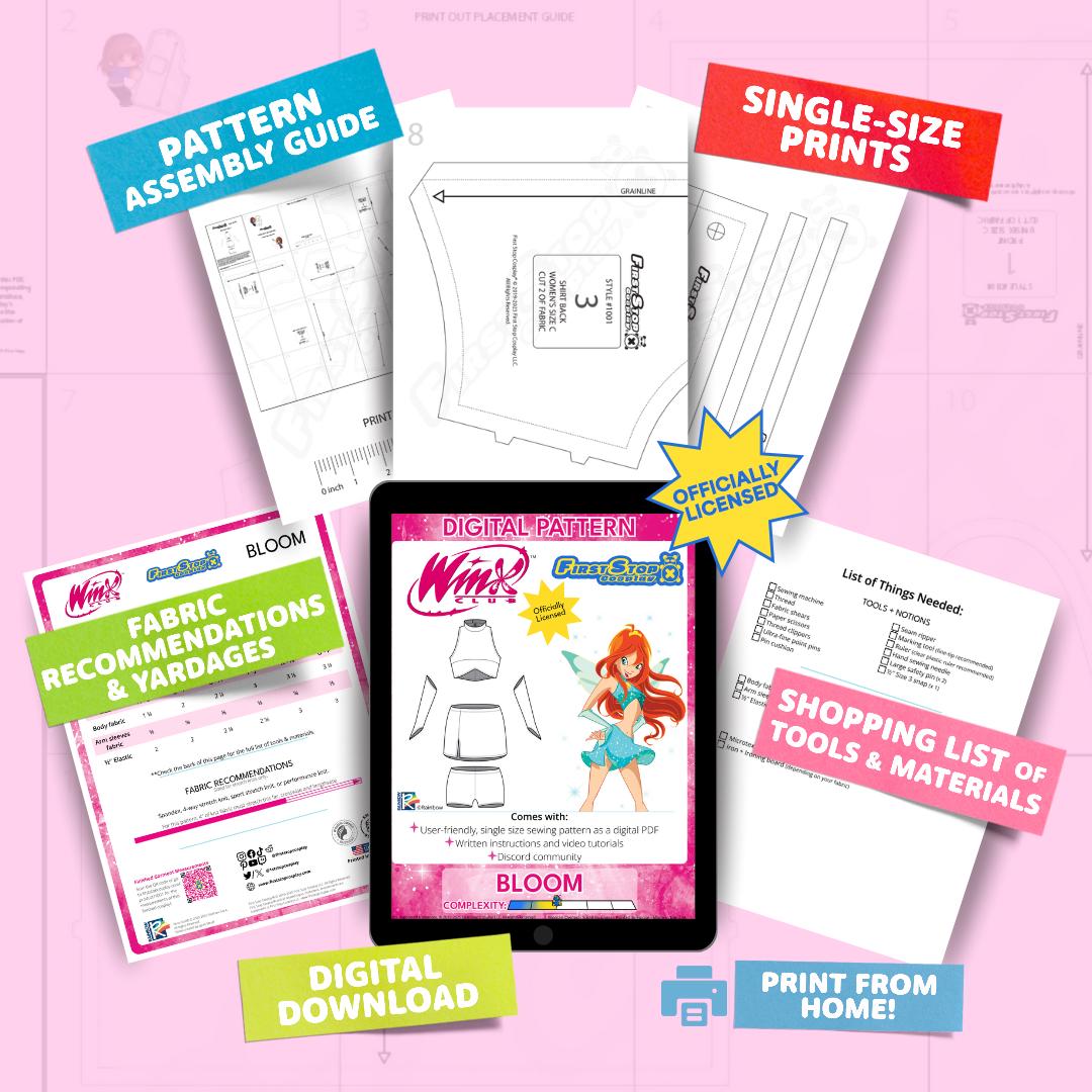 Winx Club DIGITAL Bloom Sewing Pattern | Easy Sewing Patterns for ...