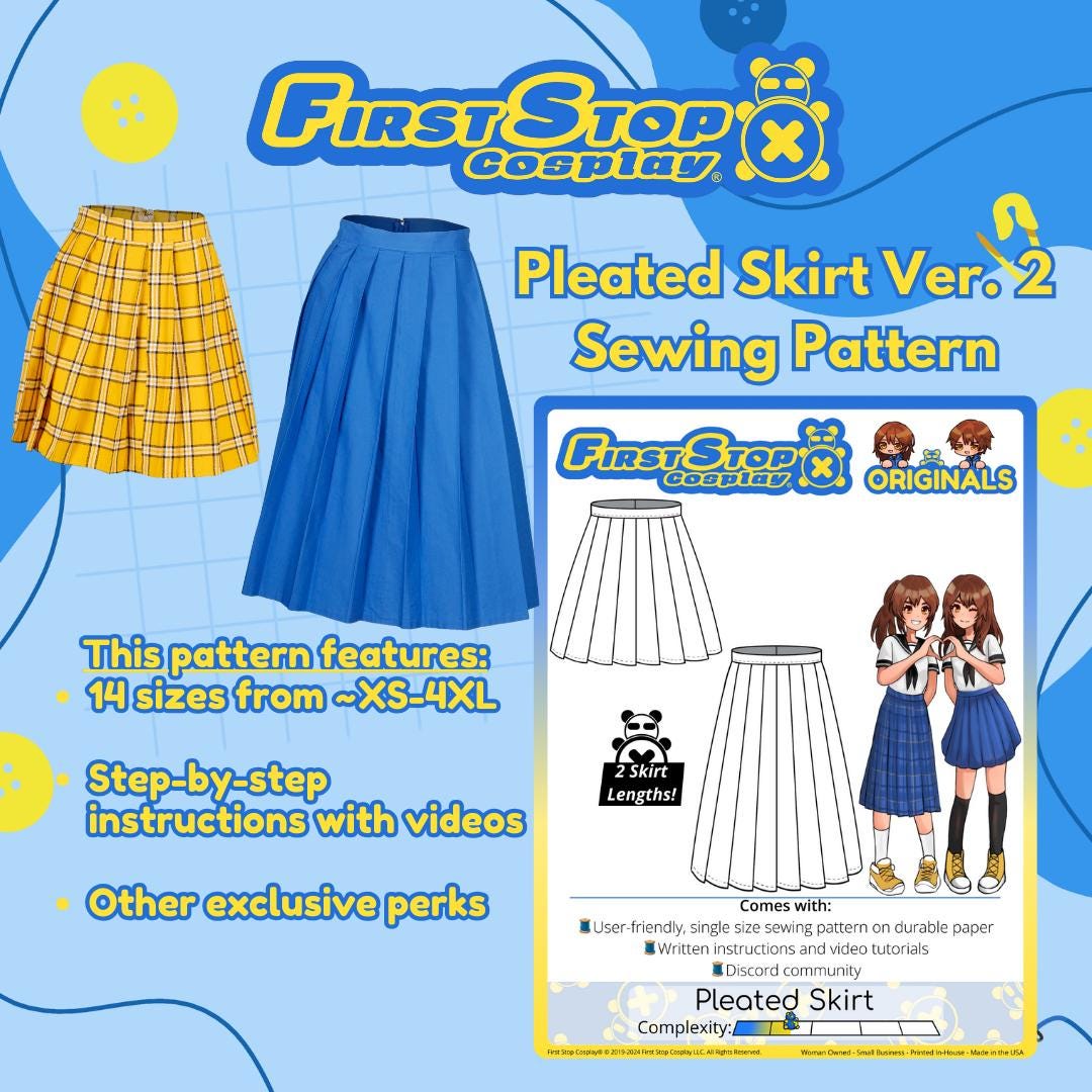 FSCO® Pleated Skirt Sewing Pattern | Easy Sewing Patterns for Beginners ...