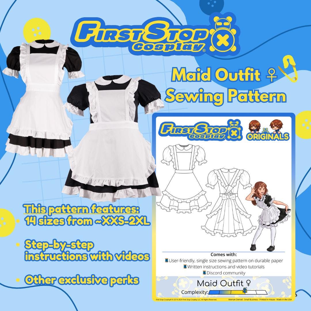 Classic Maid Outfit F Sewing Pattern Easy Sewing Patterns for Beginners ...