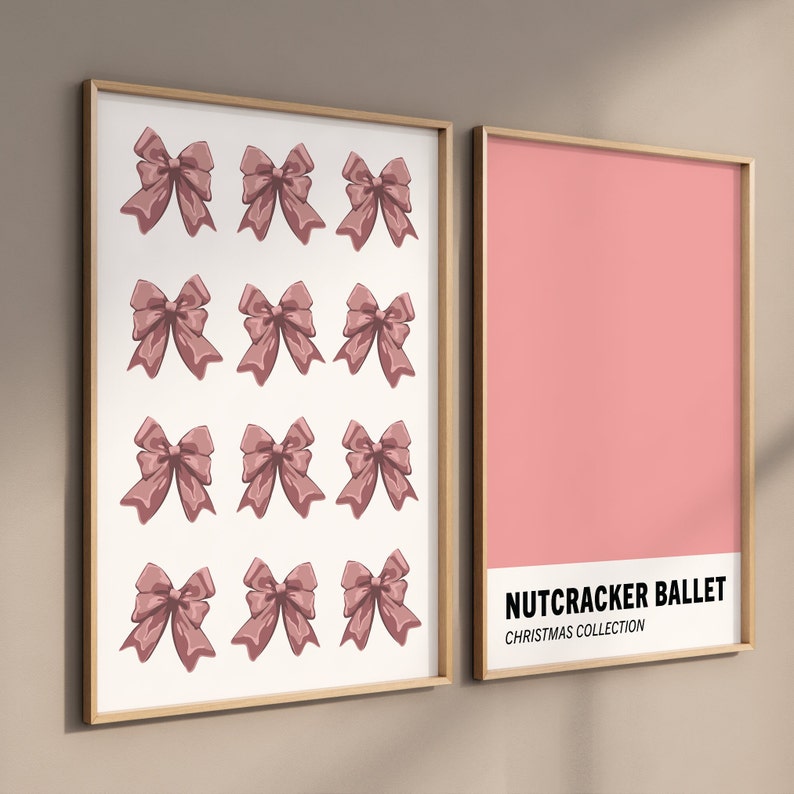 Coquette Pink Print Set, Pink Coquette Bow Print, Preppy Pink Decor ...