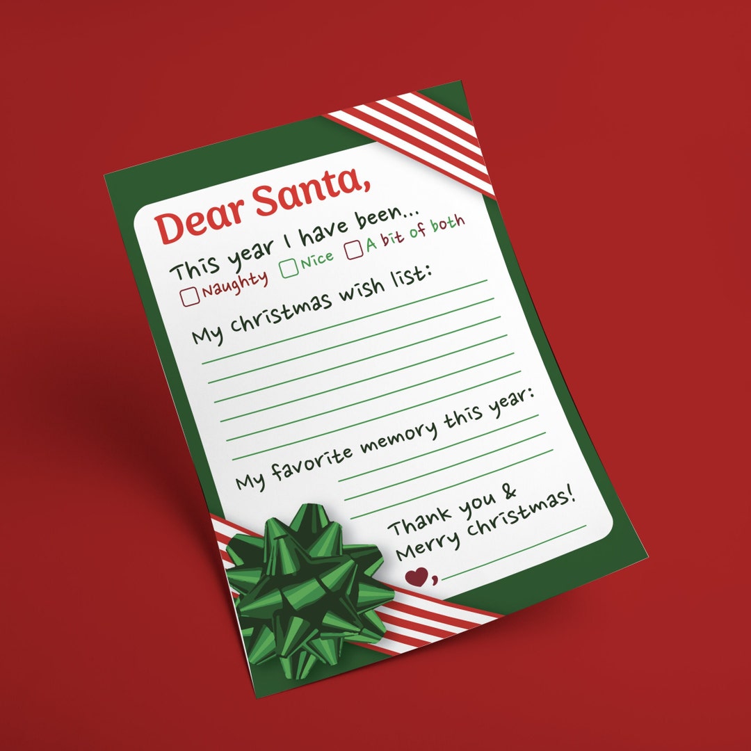Printable Letter to Santa Christmas Wish List for Kid, Christmas Wish ...