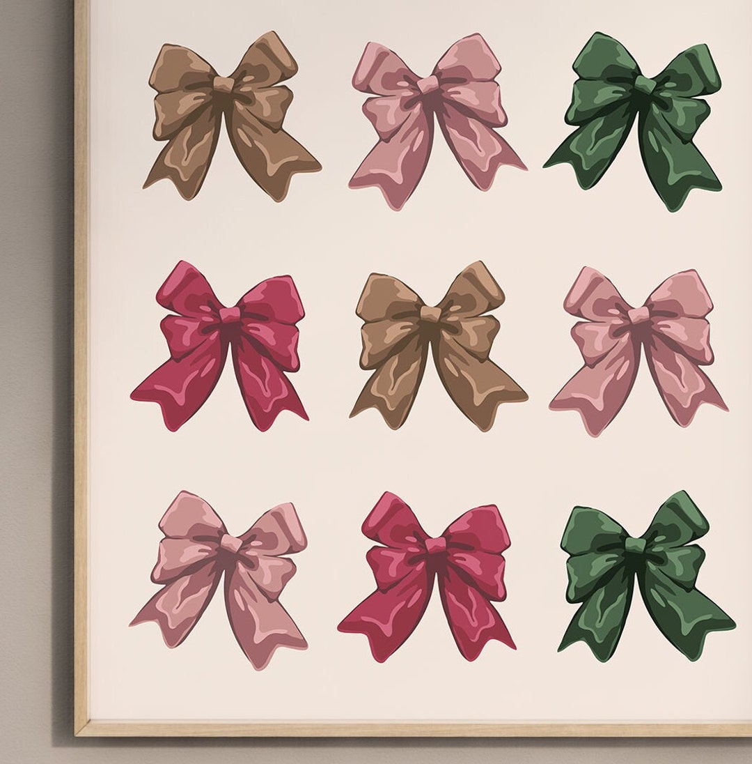 Coquette Bow Wall Art, Coquette Room Decor, Preppy Bow Art, Pink Bow ...