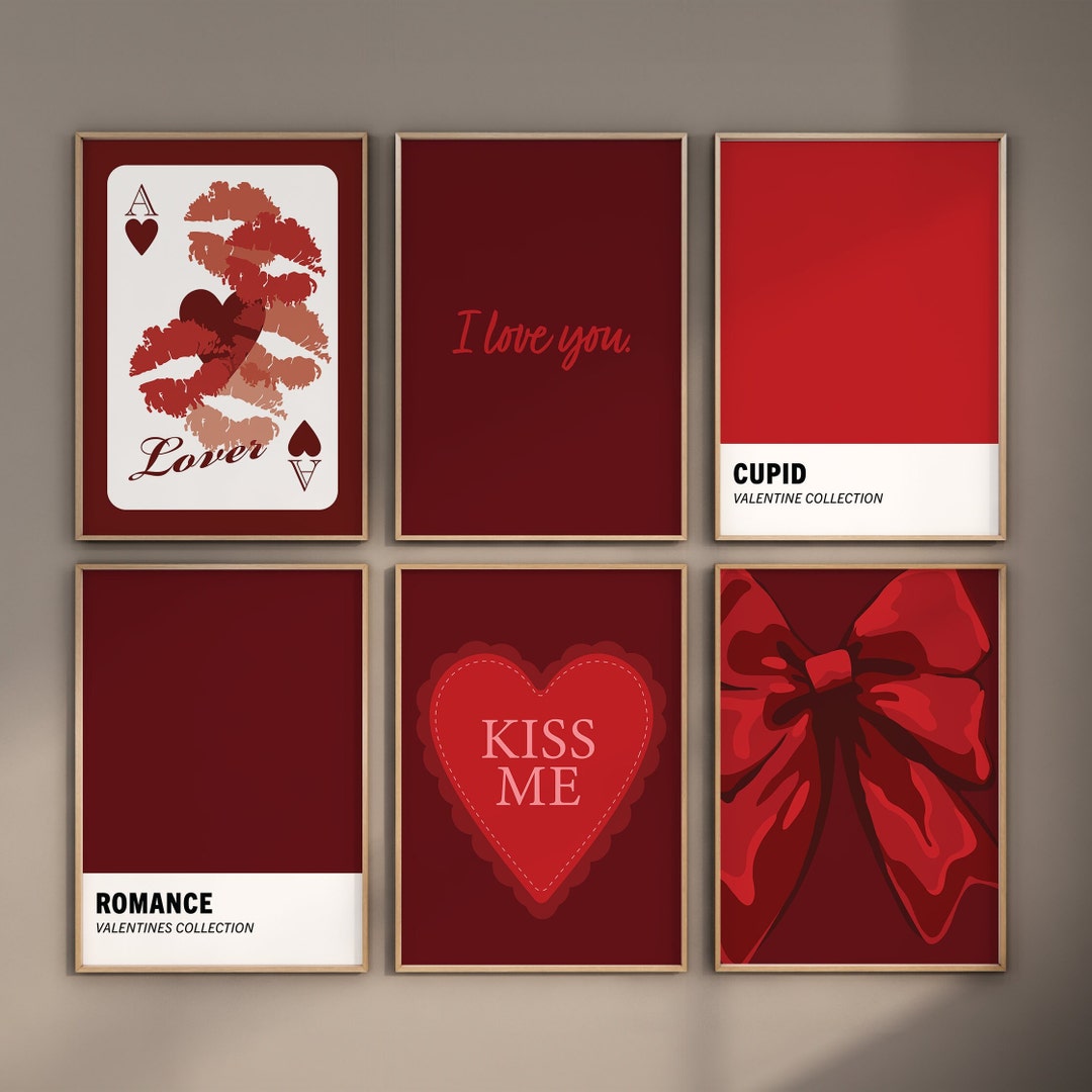 Red Preppy Wall Art Prints, Valentine's Day Decor (digital Download) - Etsy