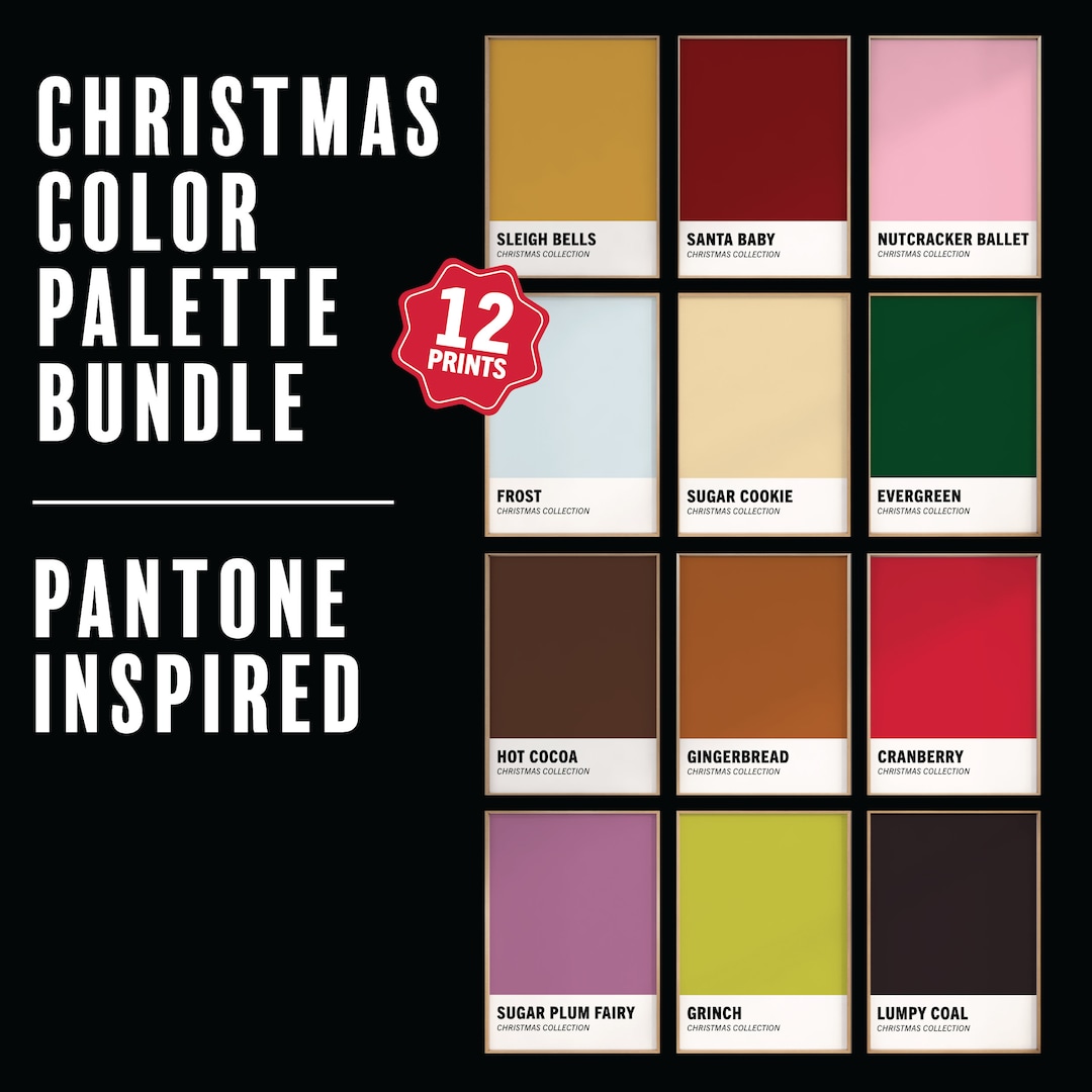 Christmas Color Palette Print Bundle, Colorful Christmas Wall Art ...