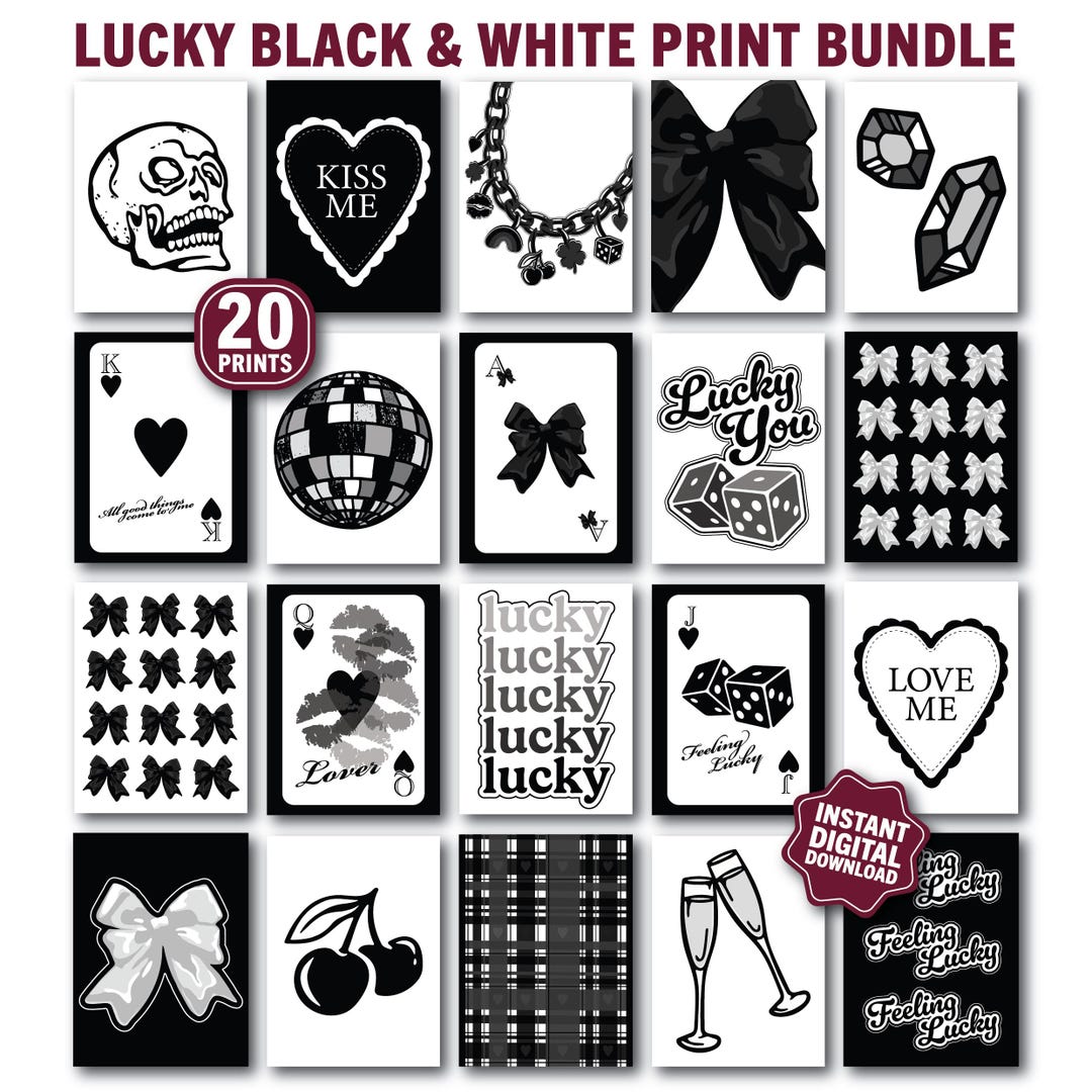 Trendy Black Ace Card Print Bundle 20 Black&white Playing Card Print ...