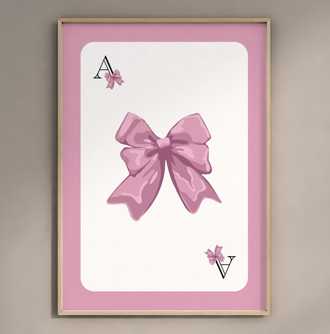 Pink Ace Card Print, Pink Coquette Bow Wall Art, Lana Del Aesthetic ...