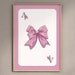 Pink Ace Card Print, Pink Coquette Bow Wall Art, Lana Del Rey Aesthetic ...