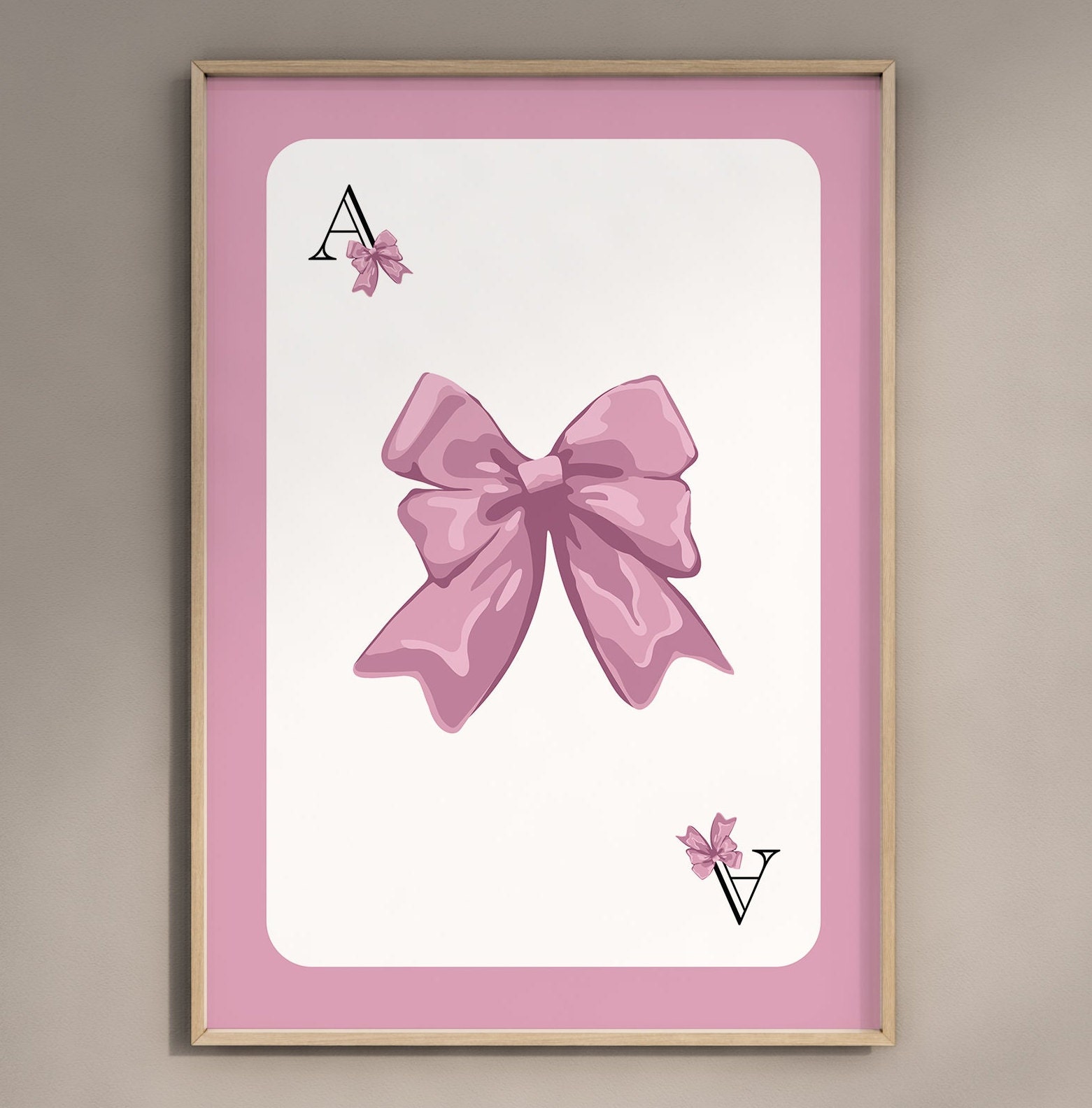 Pink Ace Card Print, Pink Coquette Bow Wall Art, Lana Del Aesthetic ...