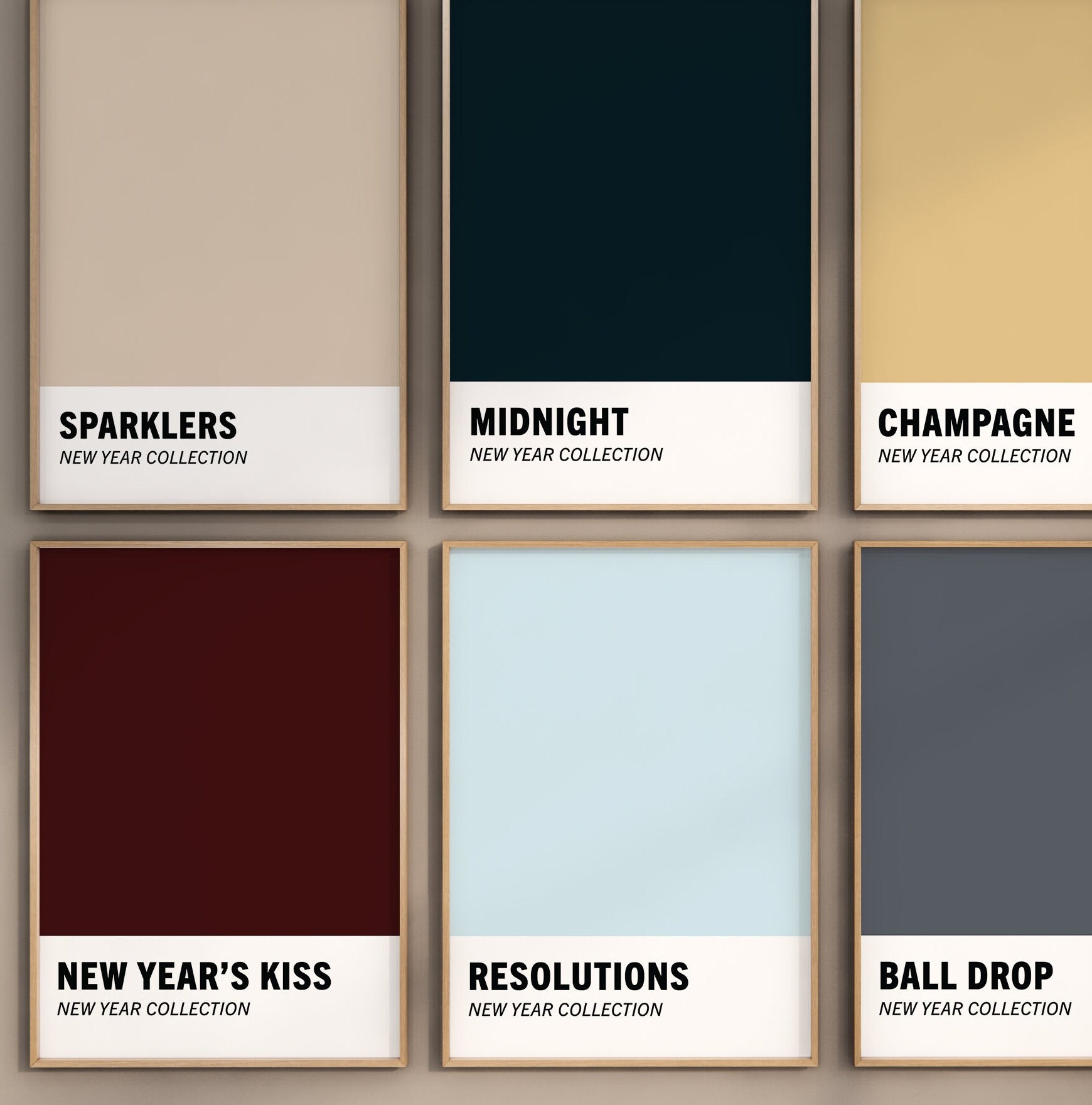 New Year Color Palette Print Bundle, Color Block Art, New Year 2024 ...
