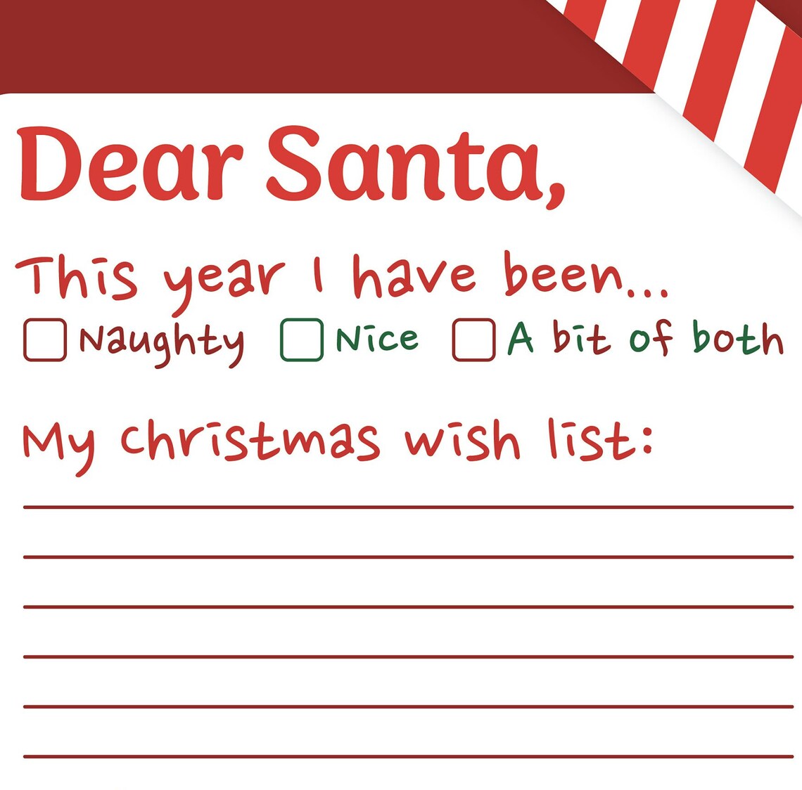Printable Letter to Santa Christmas Wish List for Kid Letter - Etsy