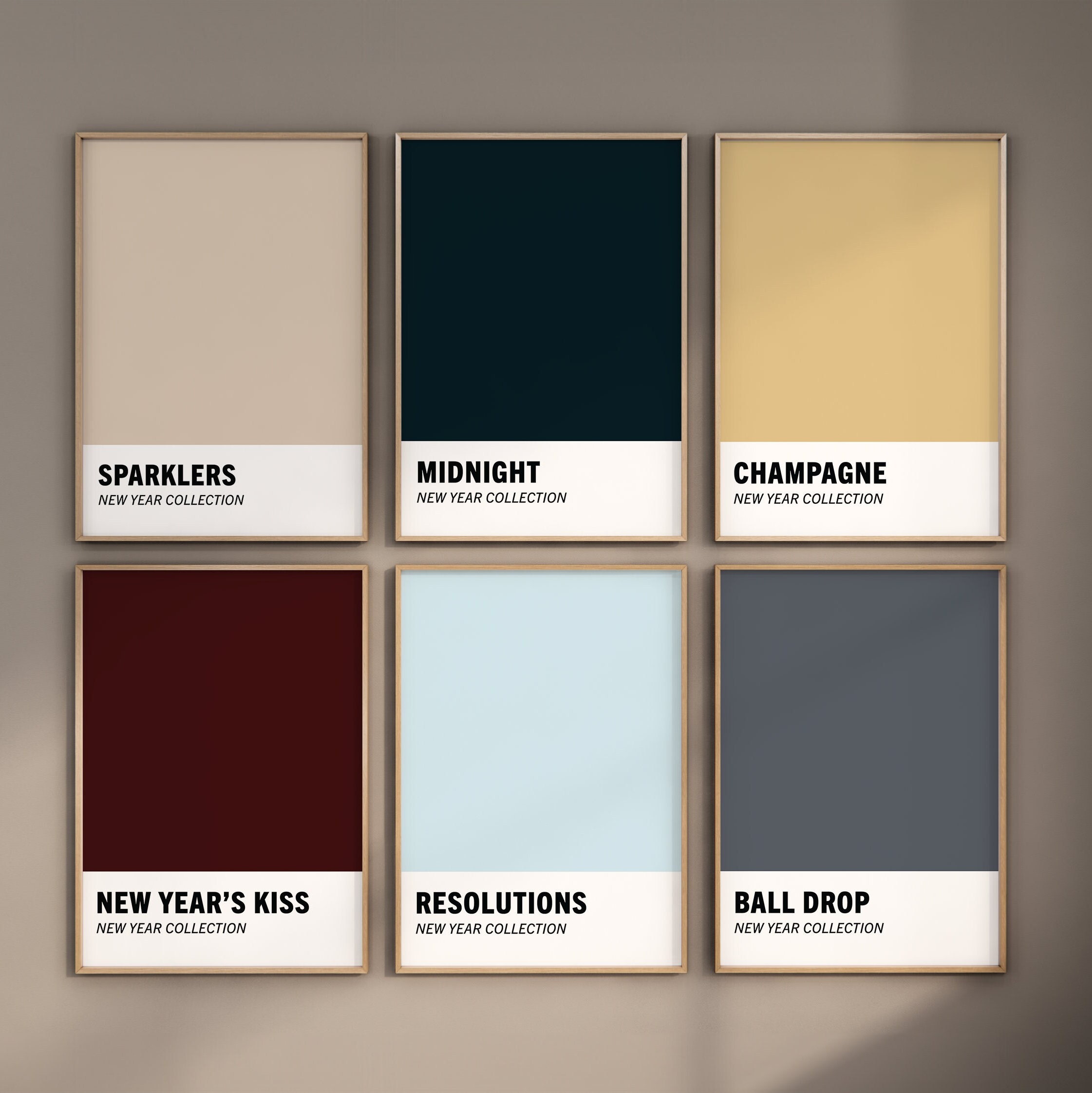 New Year Color Palette Print Bundle, Color Block Art, New Year 2024 ...