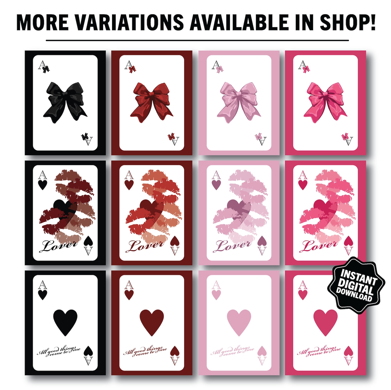 Pink Ace Card Print, Pink Coquette Bow Wall Art, Lana Del Aesthetic ...