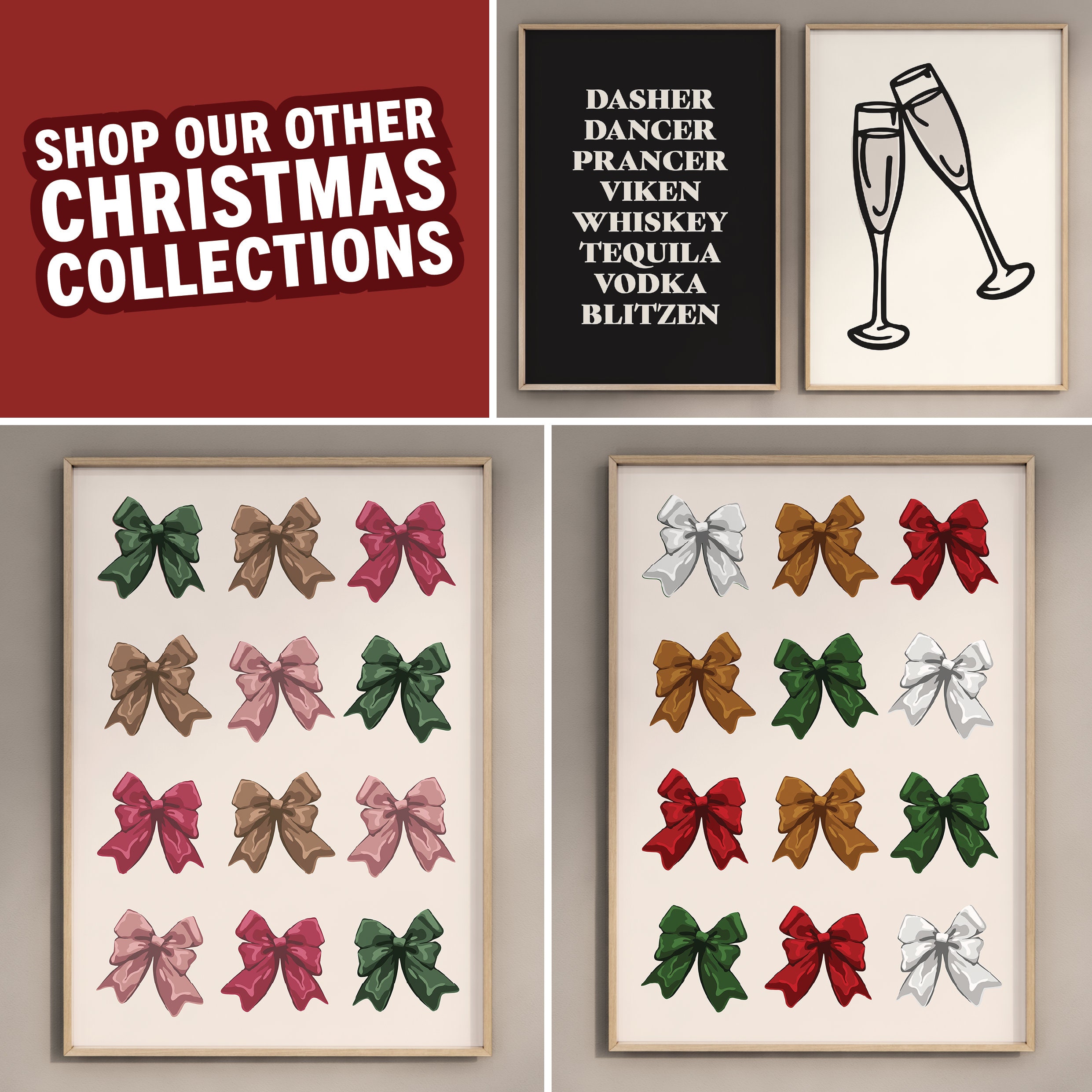 Christmas Color Palette Print Bundle, Colorful Christmas Wall Art ...