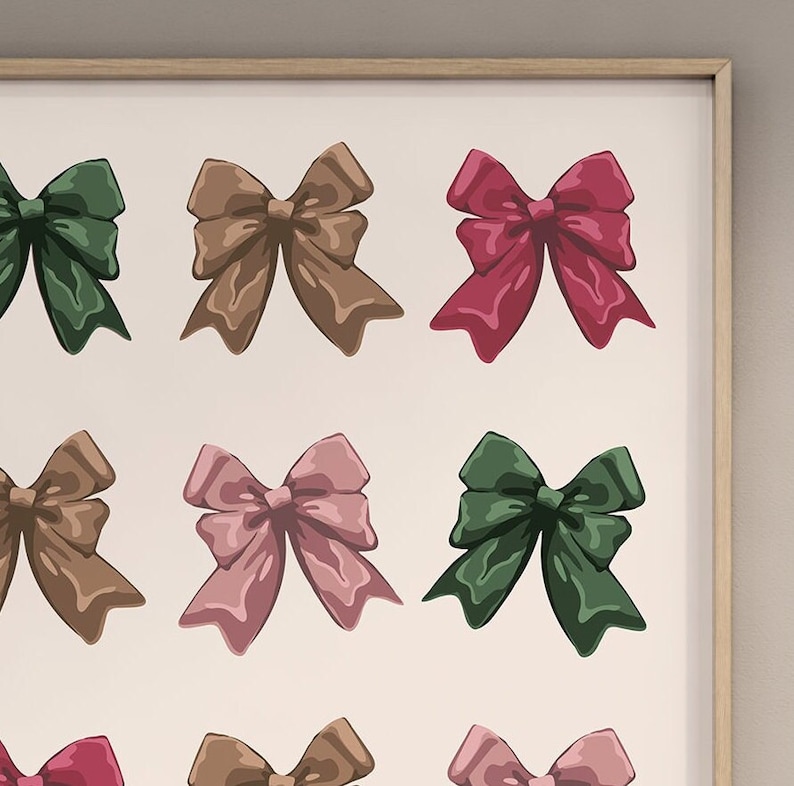 Coquette Bow Wall Art, Coquette Room Decor, Preppy Bow Art, Pink Bow ...