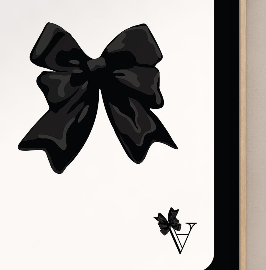 Black Ace Card Print, Coquette Bow, Girly Wall Art (digital Download ...