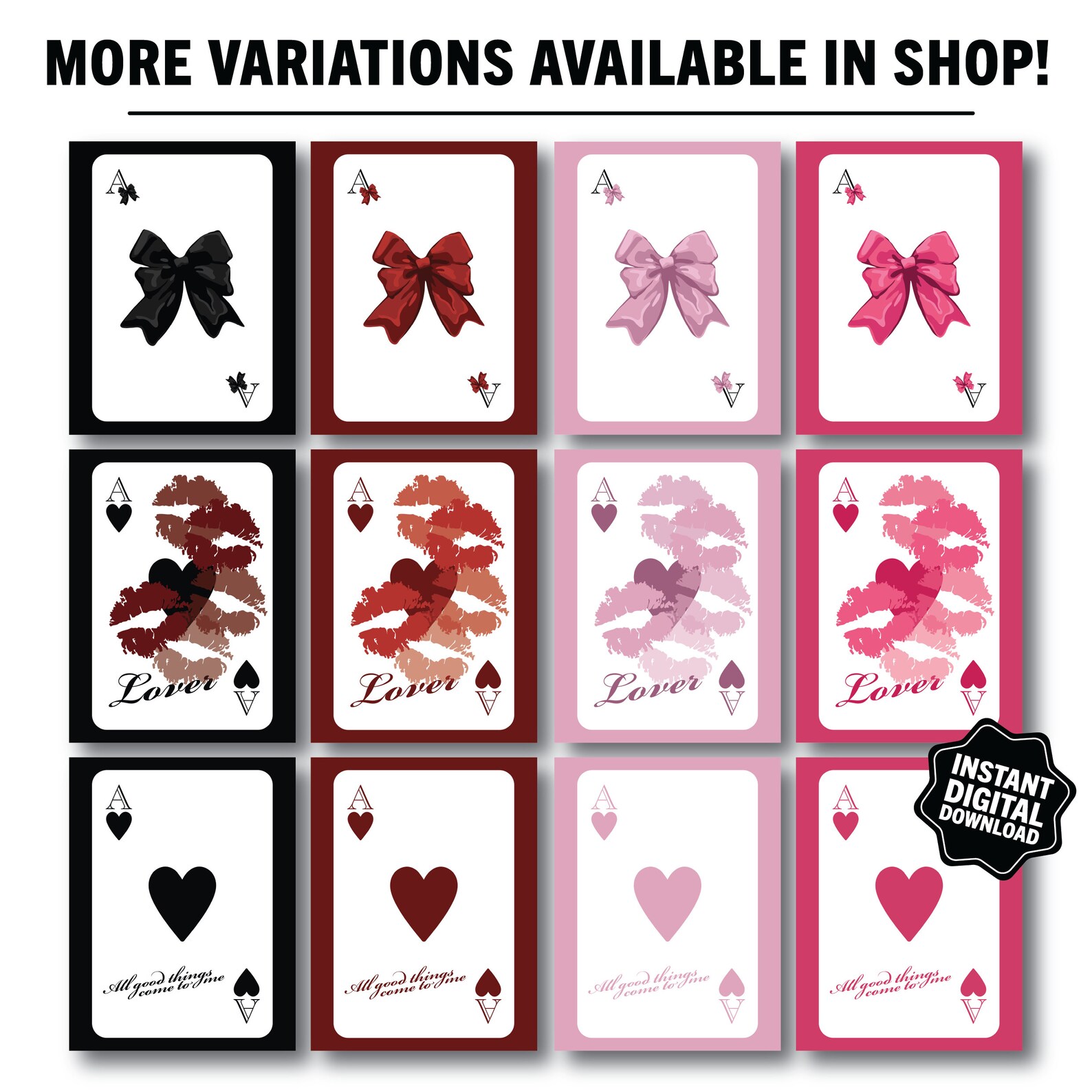 Black Bow Ace Card Print, Coquette Preppy Wall Art (digital Download ...
