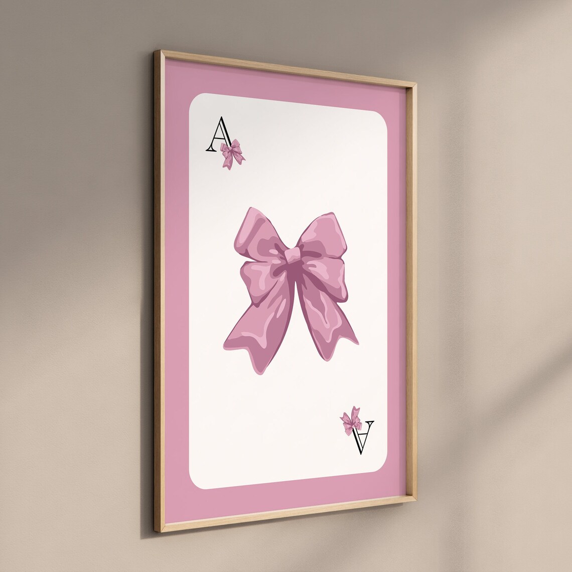 Pink Ace Card Print, Pink Coquette Bow Wall Art, Lana Del Aesthetic ...