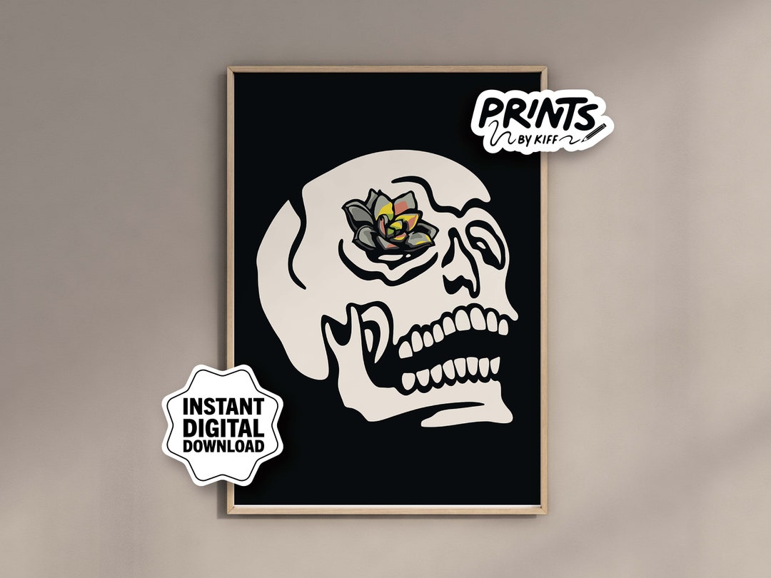 Black & White Gothic Dark Moody Skull Poster, Lana Del Rey Poster ...