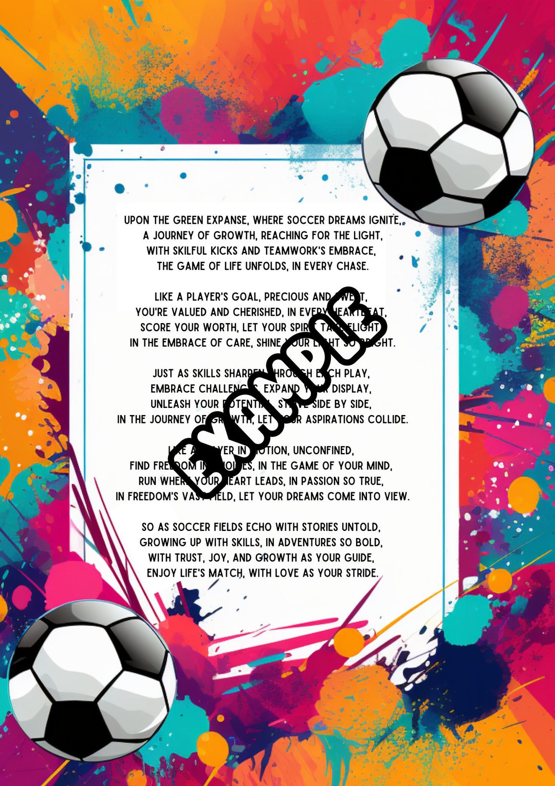 Soccer Motivational Kids Room Poster With Inspirational Poem for All ...