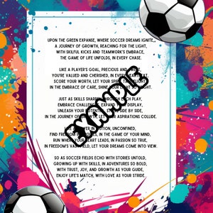 Soccer Motivational Kids Room Poster With Inspirational Poem for All ...