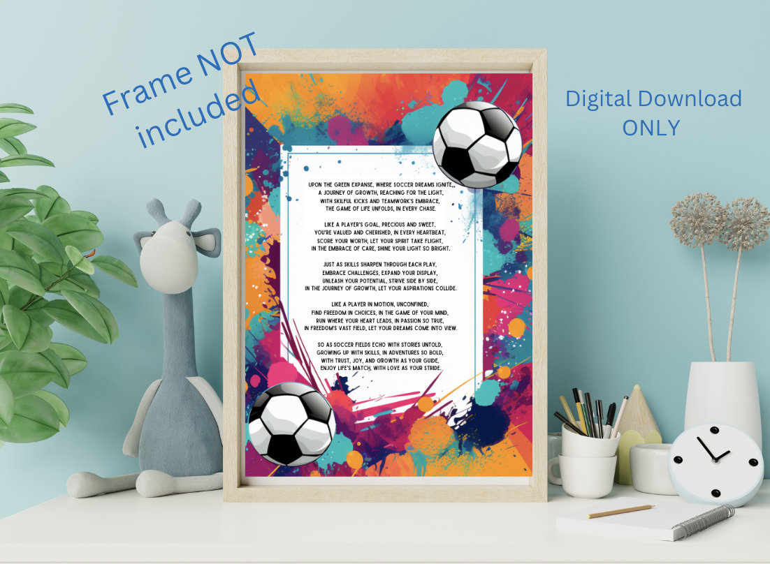 Soccer Motivational Kids Room Poster With Inspirational Poem for All ...