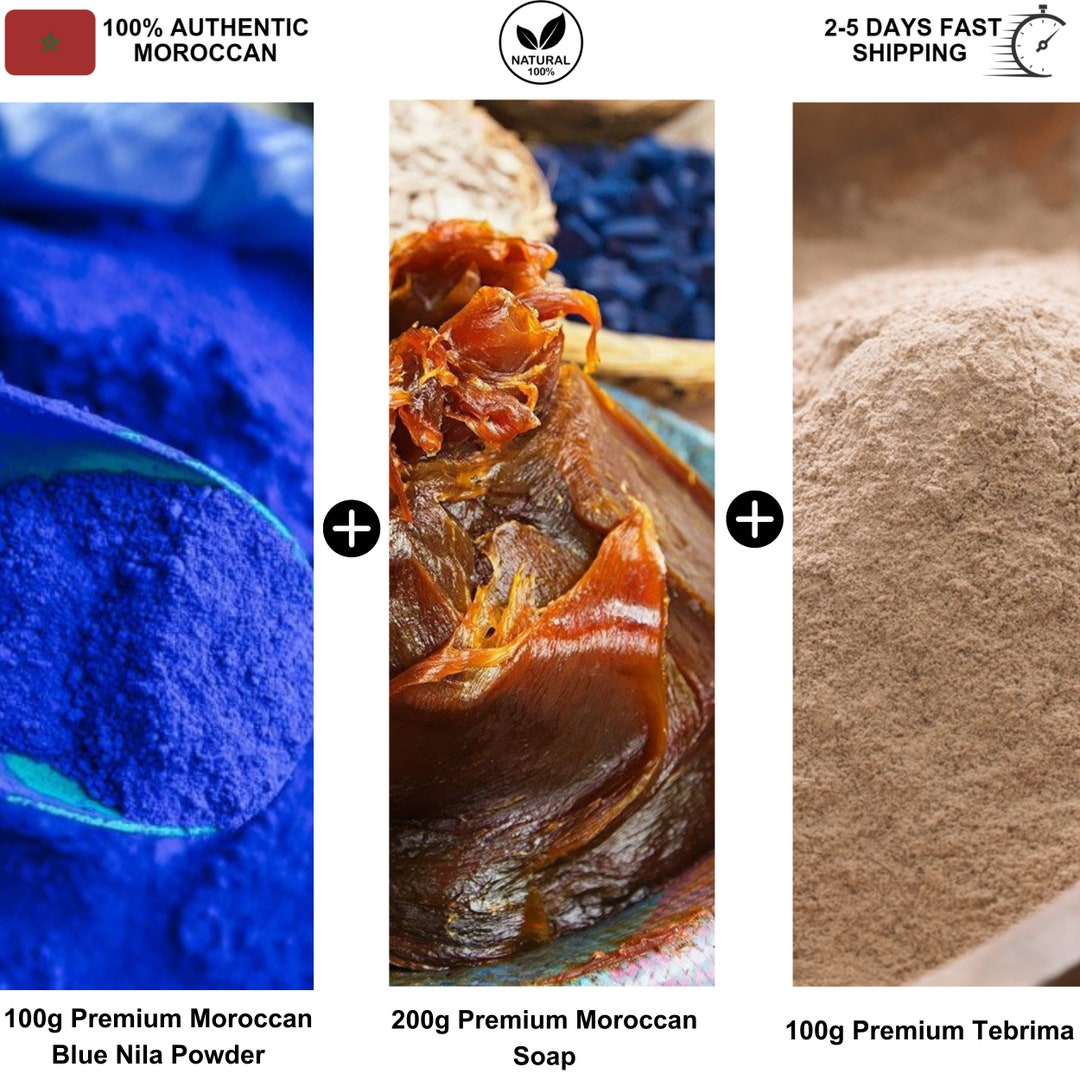 Moroccan Radiance Bundle: 100g Premium Blue Nila Powder ...