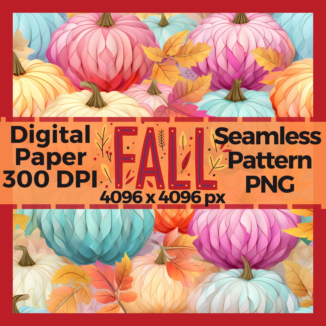 Fall Pastel Pumpkin Patch Digital Paper Seamless Pattern Printable ...