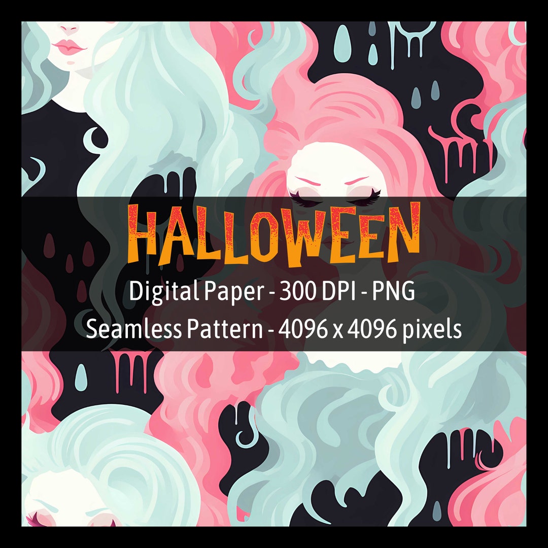Halloween Pastel Vampire Paper Seamless Pattern Spooky Printable ...