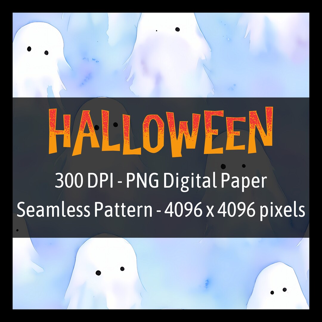 Halloween Cute Ghost Pastel Watercolor Seamless Pattern Printable ...