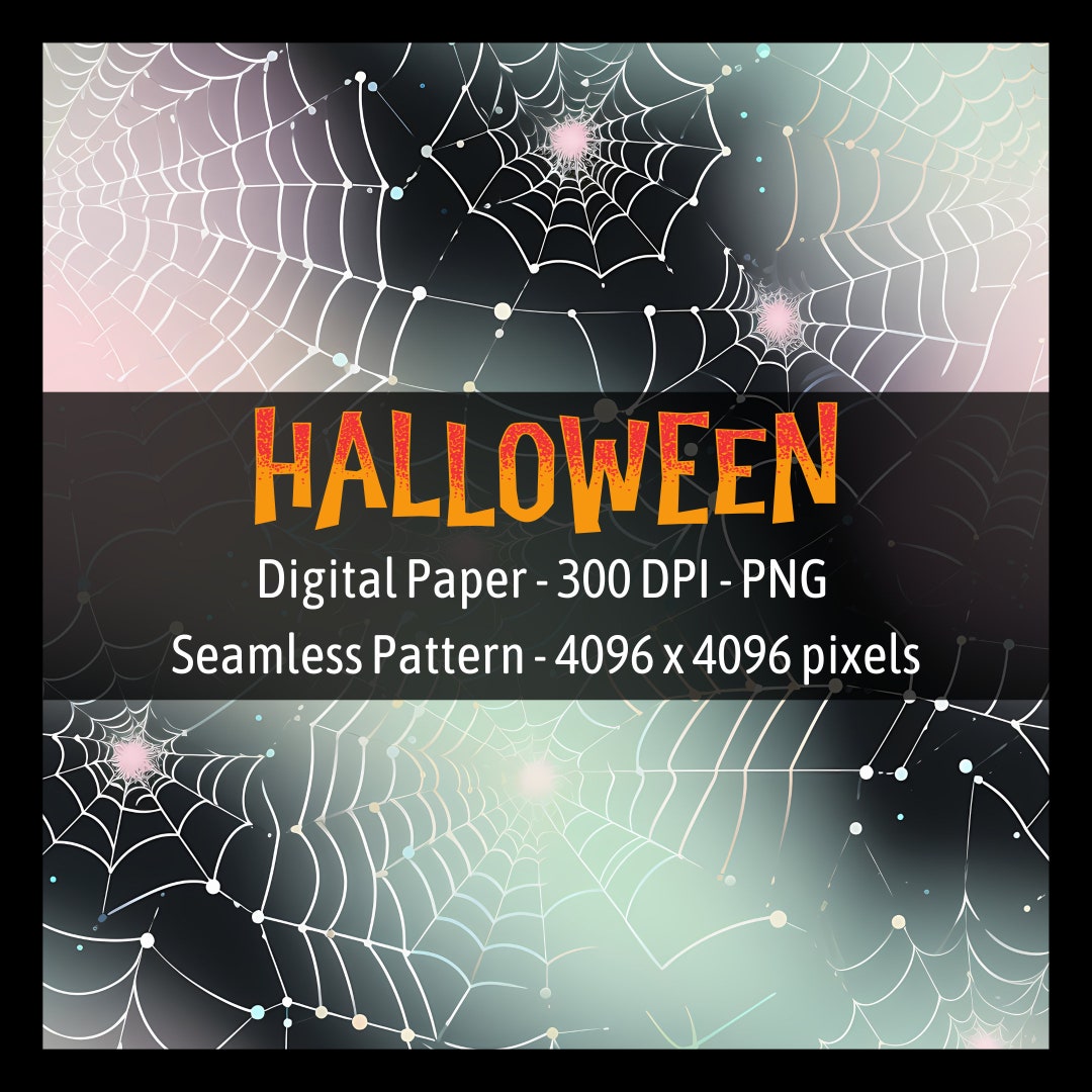 Halloween Pastel Spiderweb Boreal Kawaii Digital Paper Seamless Pattern ...