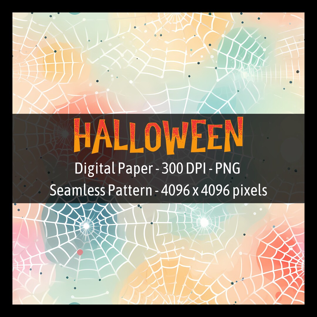 Halloween Pastel Spiderweb Kawaii Digital Paper Seamless Pattern Spooky ...