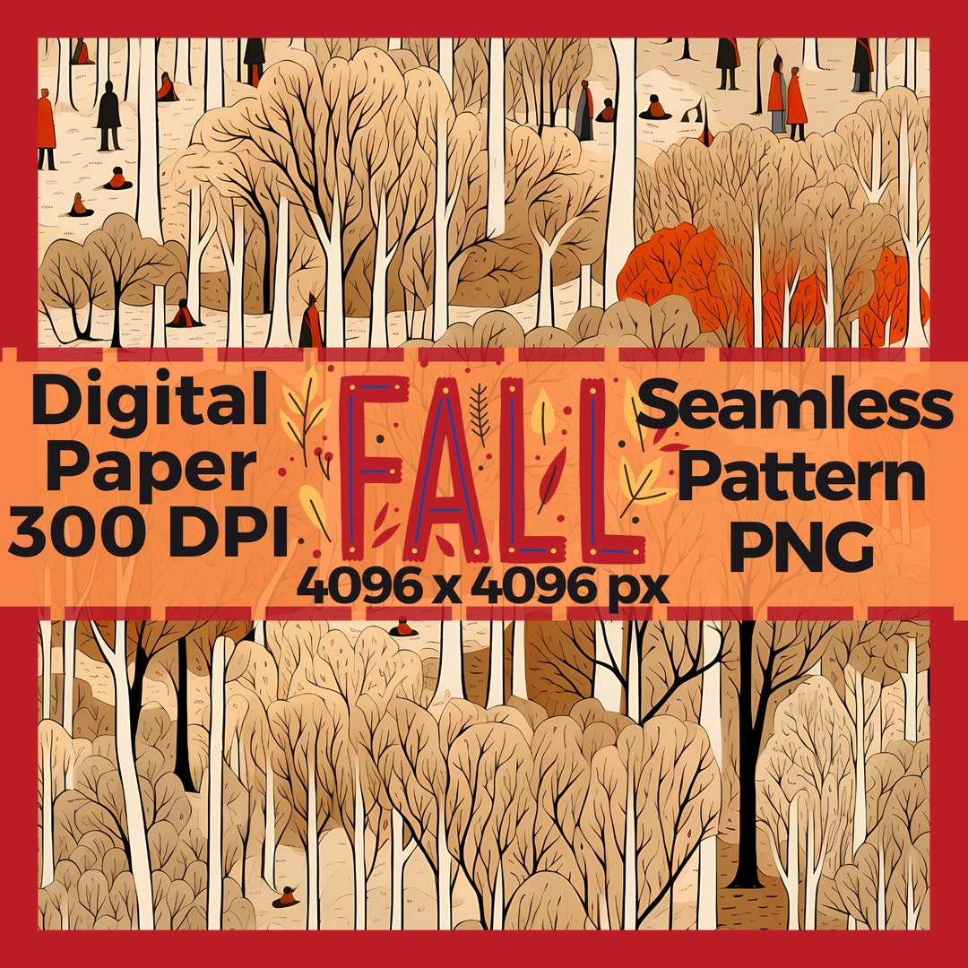 Fall Park Fallin Leaves Digital Paper Seamless Pattern Printable ...