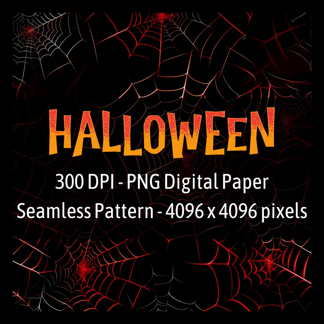 Halloween Red Spider Web Seamless Pattern Spooky Printable Digital ...