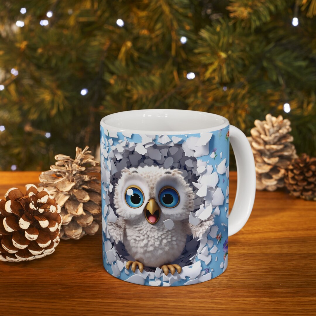 3D Bright Owl Mug, Fantasy Owl Ceramic Cup, Nature Enthusiast Gift ...