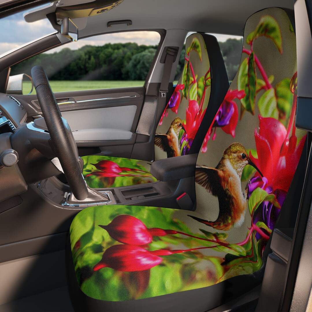 Vibrant Hummingbird Car Decor: Universal Seat Cover & Decal - Nature ...