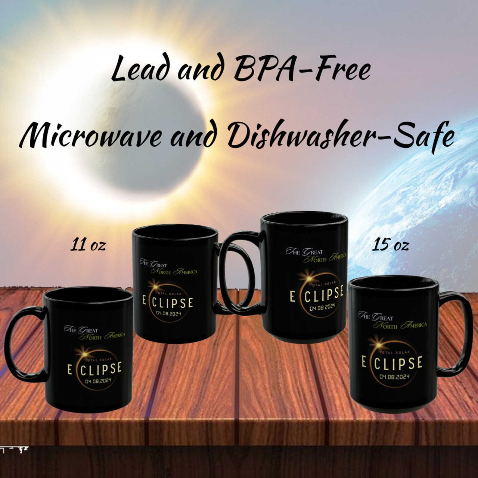 2024 Total Solar Eclipse Black Mug, Commemorative Solar Event Cup ...
