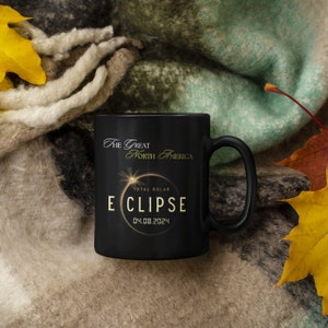 2024 Total Solar Eclipse Black Mug, Commemorative Solar Event Cup ...