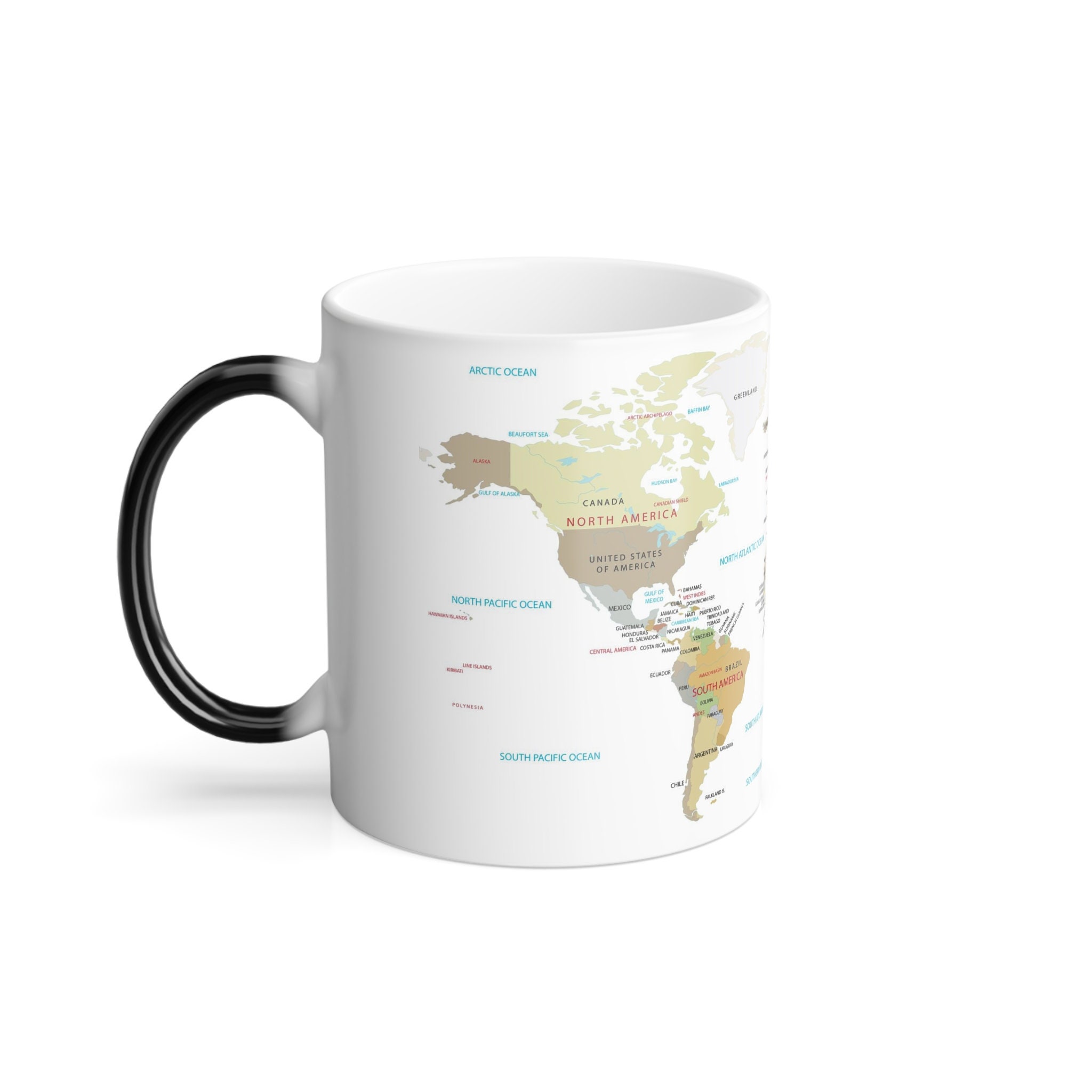 11 Oz Color Changing Mug, World Map Coffee Mug - Geography Art, Gift ...