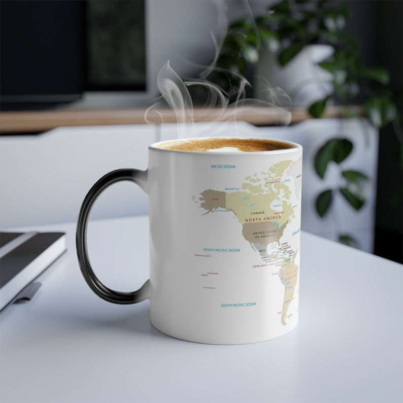 11 Oz Color Changing Mug, World Map Coffee Mug - Geography Art, Gift ...
