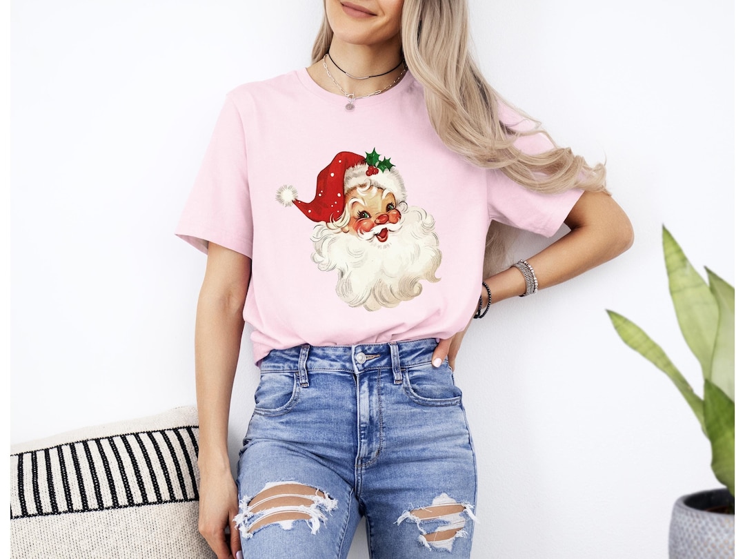 Retro Santa Graphic Tee | Christmas Soft Cotton Shirt - Etsy